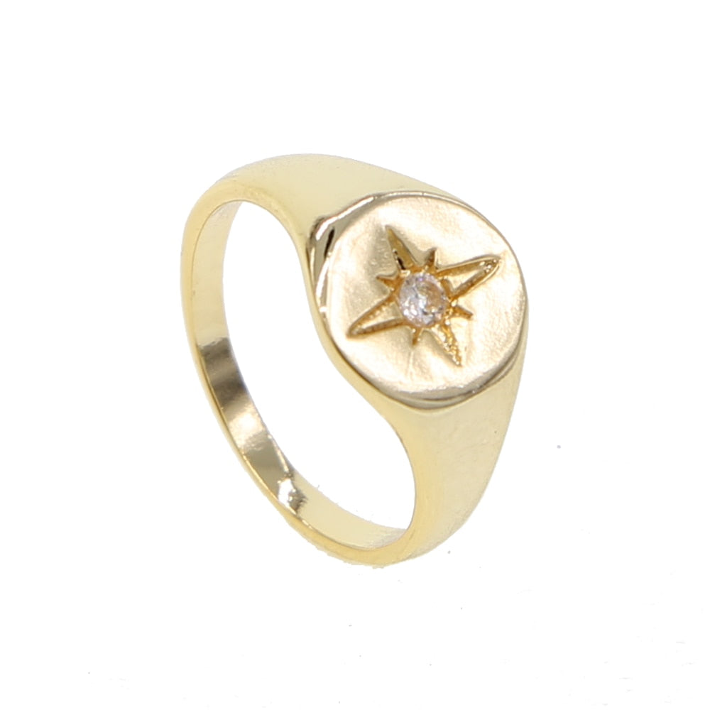 Euro Star Signet Gold Ring – Misi Jewels & Co.